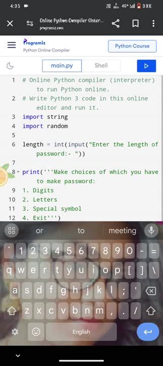 My Project On Task 3 Password Generator Vemireddy Kathyayani Posted On The Topic Linkedin