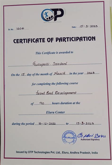 Sravani Gullapalli On Linkedin Virtualinternship Frontenddevelopment Otptechnologies