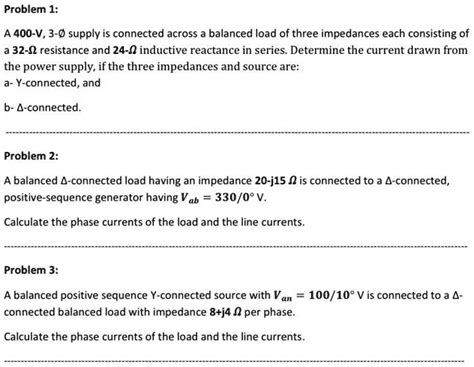 Problem1 A 400 V3 0 Supply Is Connected Across A Balanced Load Of Three Impedances Each
