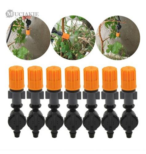물방울 분수 호스 텃밭 잔디 스프링클러 관수자재 Muciakie 새로운 노즐 10 개 안티 드립 바브 커넥터 분무기 조절 가능한 스탭커 물에서 큰 안개 관개까지 멈춤