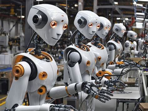 Robots In Manufacturing And Exploration Settings Generated By Ai Stock Illustration