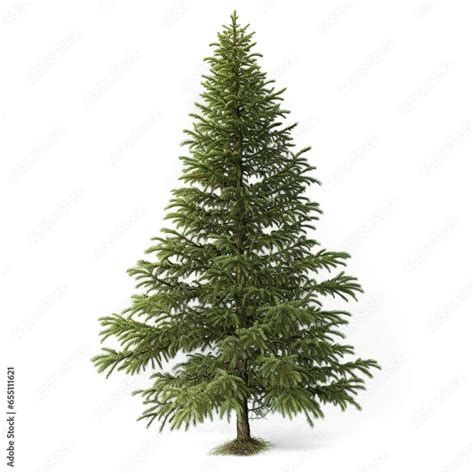 Tree Isolated On White Background Single Conifer Tree Isolated On