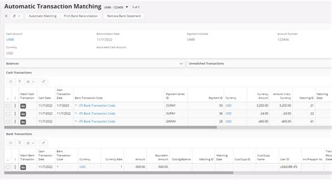 Automatic Transaction Matching Bank Rec IFS Community