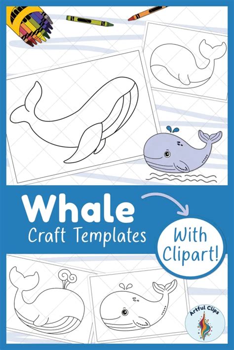 Whale Craft Template Set Printable Black And White Outlines