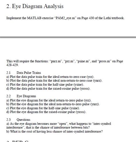 Eye Diagram Analysis Implement The MATLAB Exercise Chegg