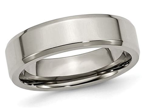 Ladies Or Mens Chisel 6mm Comfort Fit Titanium Wedding Band With