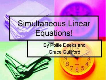 Simultaneous Linear Equations Presentation Free To View