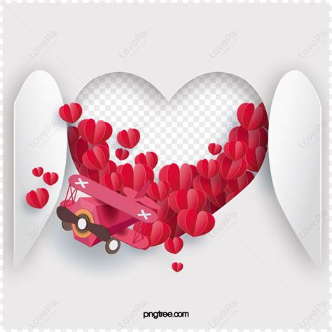발렌타인 데이 로맨틱 사랑 열기구 종이 일러스트 비행기애인배열 Png 일러스트 무료 다운로드 Lovepik
