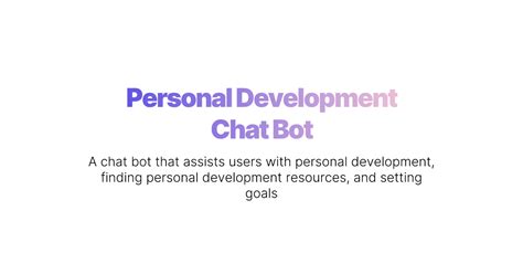 Personal Development Chat Bot Ai Chatbot