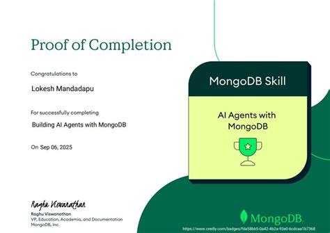 Mongodb Ai Aiagents Llm Artificialintelligence Learningjourney Lokesh Mandadapu