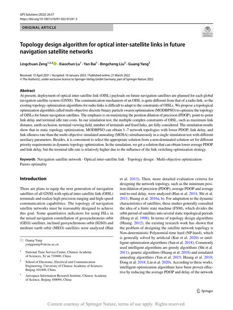 Topology Design Algorithm For Optical Inter Satellite Links In Future Navigation Satellite