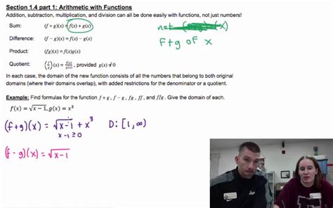 Precalculus 14 Notes Part 1 Function Arithmetic Youtube