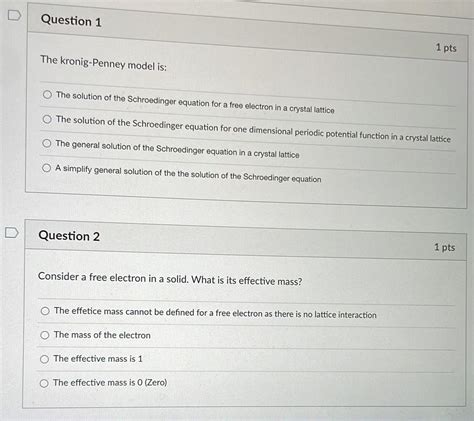 The Kronig Penney Model Is The Solution Of The