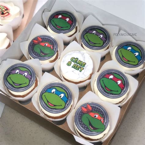 Кексы черепашки ниндзя в 2024 г Капкейки на день рождение мальчика Капкейки Кексы