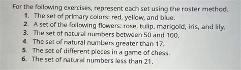Solved For The Following Exercises Represent Each Set Using