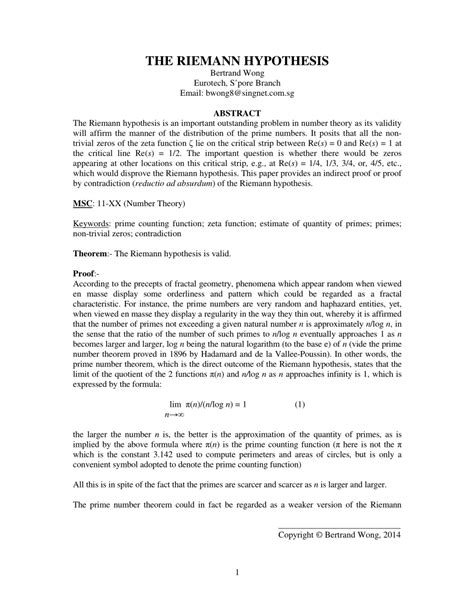 Pdf The Riemann Hypothesis