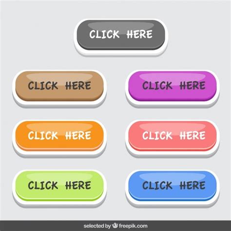 free vector colorful click here button collection