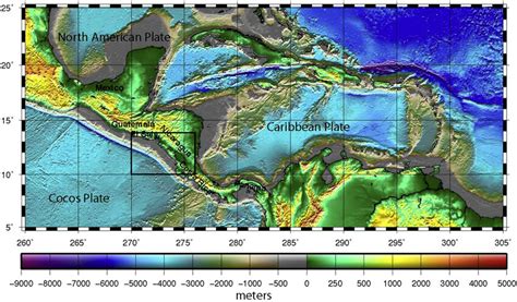 A Regional Map Of Central America And The Caribbean Plate Across