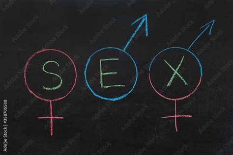 The Word SEX Is Written In The Gender Symbols Of Men And Women And The Symbol Of Gender Equality