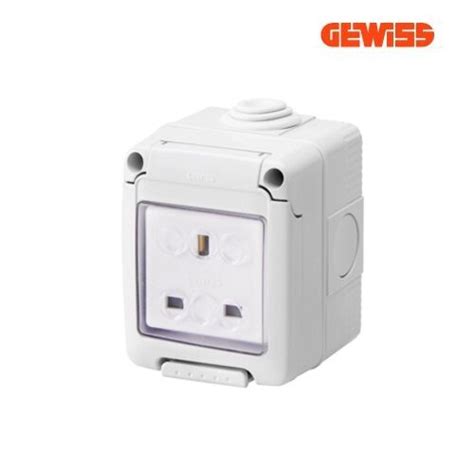Gewiss Waterproof Socket Enclosure 1 Gang 13a 2pe Ip55 Grey Gewiss