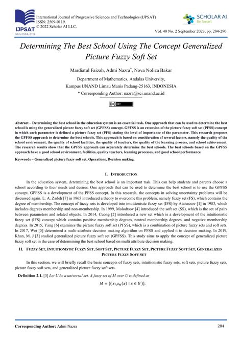 Pdf Determining The Best School Using The Concept Generalized Picture
