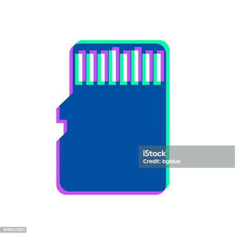메모리 카드 Micros Sd 흰색 배경에 두 가지 색상이 오버레이된 아이콘 3차원 형태에 대한 스톡 벡터 아트 및 기타 이미지 3차원 형태 개념 녹색 Istock