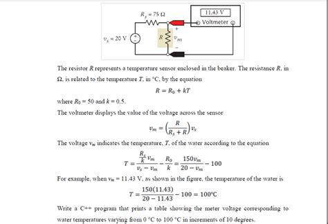 Solved The Resistor R Represents A Temperature Sensor Chegg