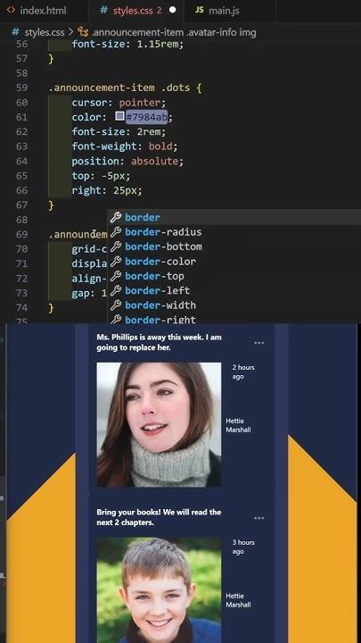 Announcements Component With Html Css And Javascript Shorts Html Css