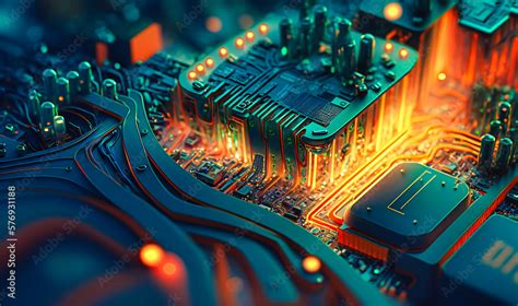 A Circuit Board Inspired Composition With A Digital Aesthetic Stock