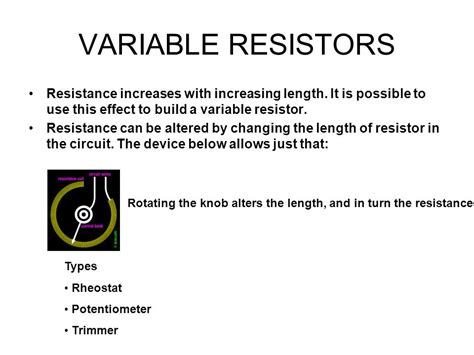 Variable Resistor Working Construction Characteristics