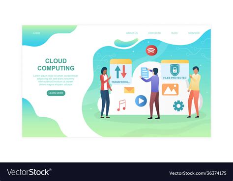 Male And Female Characters Are Working On Cloud Vector Image