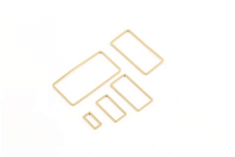 Raw Brass Rectangle Connector Rectangle Ring Charms Blank Rectangle Pendant Geometric