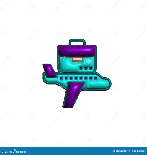 3D Illustration Of Airplane And Bag Travel Icon Stock Illustration