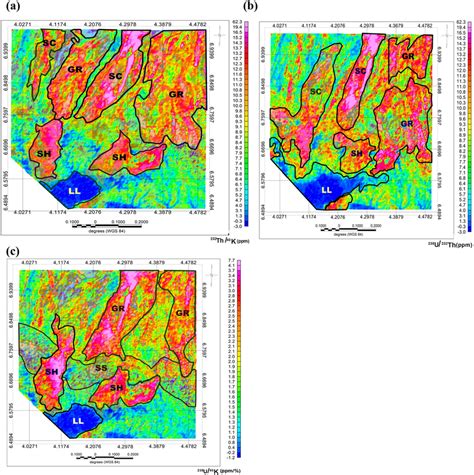 Composite Distribution Of A Thorium Ppmpotassium B Uranium Download Scientific Diagram