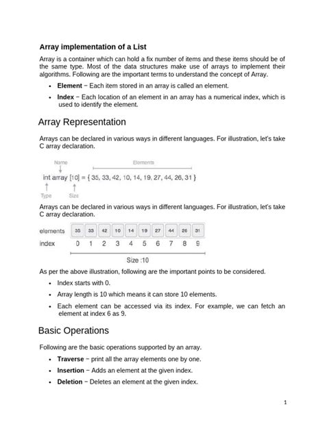 Array Implementation Of A List Pdf Data Management Computer Science