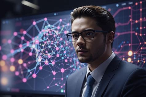 Premium Photo A Businessman Harnessing Ai Big Data Digital Neural