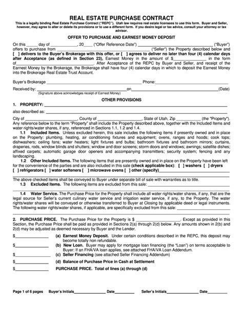 2008 Form Ut Real Estate Purchase Contract Fill Online Printable