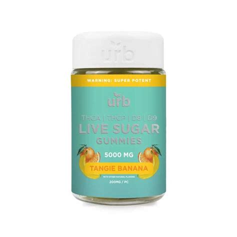 Urb Thca Live Sugar Gummies Tangie Banana 5000mg Lord Vaper Pens