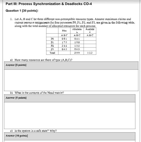 Solved Part Iii Process Synchronization And Deadlocks Co 4