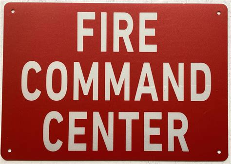 Fire Command Center Sign Reflective Red Aluminium Material7x10 Inch