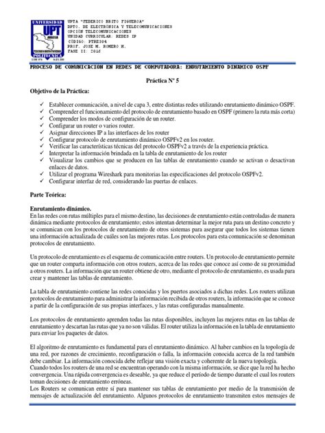 Práctica 5 Enrutamiento Dinamico Ospf Pdf Enrutador Computación Enrutamiento