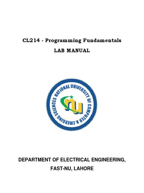cl214 programming fundamentals lab manual department of electrical