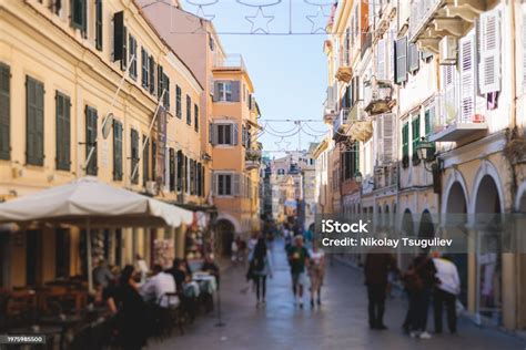Corfu Street View Kerkyra Old Town Beautiful Cityscape Ionian Sea