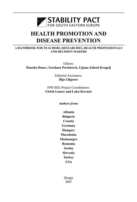 Pdf Health Promotion And Disease Prevention