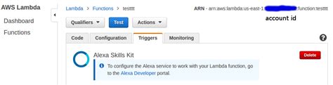 the lambda arn amazon resource name does not show up at top right