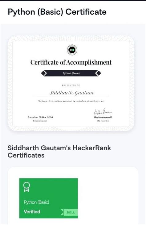 Siddharth Gautam On Linkedin Hackerrank