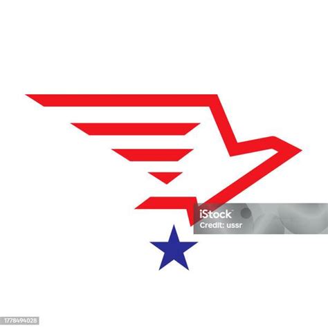 Elang Botak Menangkap Bintang Template Tanda Logo Elegan Atau Lambang Burung Terbang Dengan