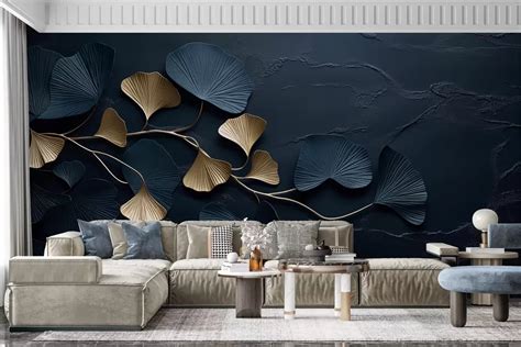 Фототапети за стена Обемна клонка с листа върху бетонна стена чл W02841 Uwalls