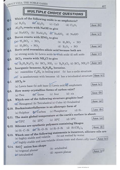 SOLUTION Mcqs Of P Block Elements Studypool