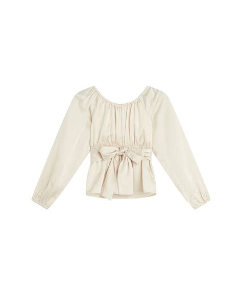 Beautees Big Girls Long Sleeve Tie Back Satin Peasant Blouse Top Macys